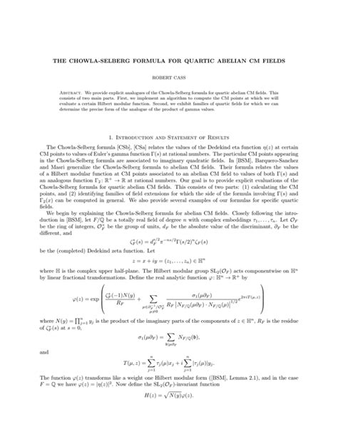 Chowla Selberg Formula For Quartic Abelian Cm Fields