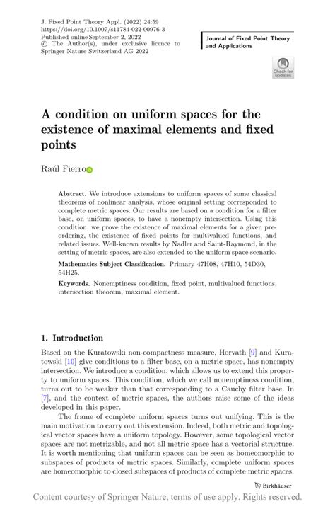 A Condition On Uniform Spaces For The Existence Of Maximal Elements And Fixed Points Request Pdf