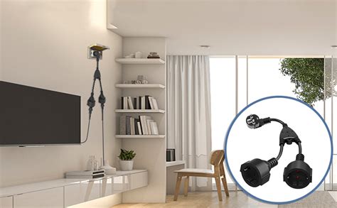 Double Plug For Socket Extension Cable With 2 Schuko Sockets 16a 250v Max 3680w 2 In 1 Socket