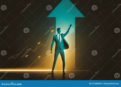Man Holding Arrow Pointing Stock Illustration Illustration Of Grow