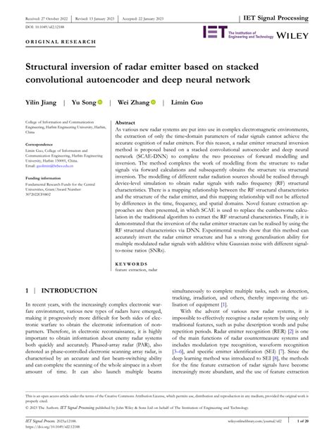 pdf structural inversion of radar emitter based on stacked