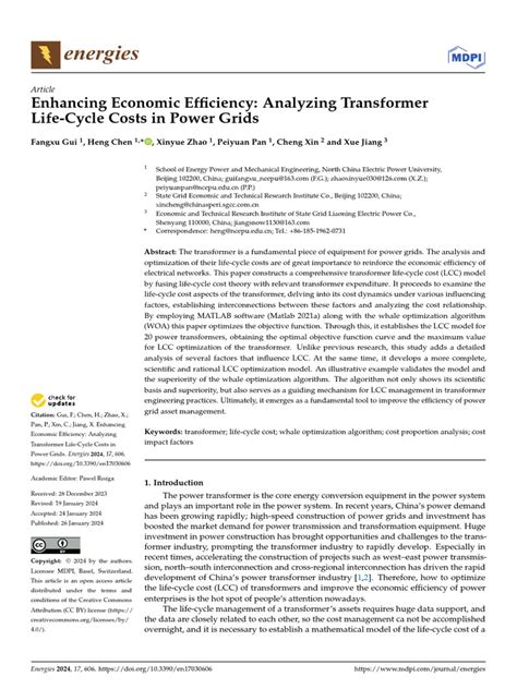 Analysing Transformer Lifecycle Costs In Power Grids Pdf Quartile