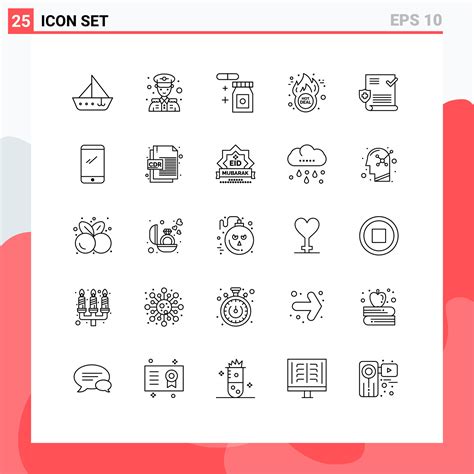mobile interface line set of 25 pictograms of file medical tablet hot deal deal editable vector