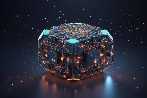 Premium Photo Blockchain Digital Illuminated Shape Big Data Node Base Concept 3d Rendering