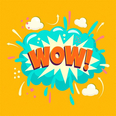Wow - comic speech bubble, text sound effect. Colorful illustration of explosion in cartoon ...
