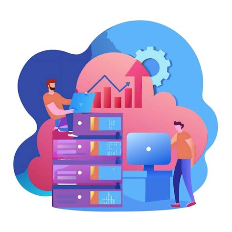 Data Analysis And Cloud Computing Concept With Servers And Users Premium Ai Generated Vector