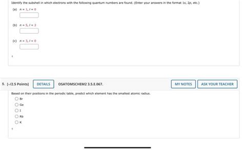 solved identify the subshell in which electrons with the