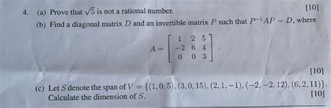 Solved 4 A Prove That 5 Is Not A Rational Number 10