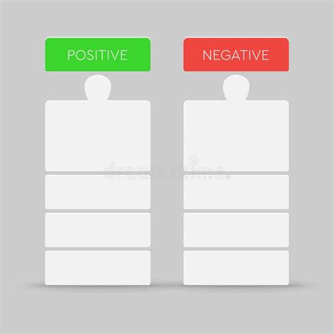 Vector Template With Positive And Negative List Stock Vector