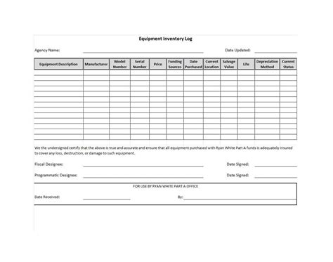 Free Printable Asset List Templates Excel PDF Word