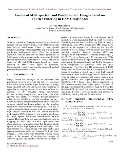 Image Fusion Multispectral And Panchromatic Via Fourier Filtering
