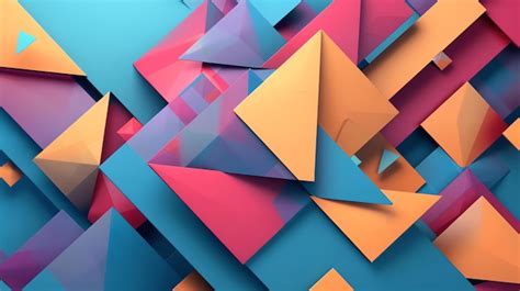 Premium Photo Vibrant Geometric Shapes Overlapping 3d Rendering