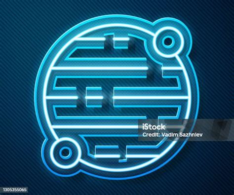 파란색 배경에 고립 된 빛나는 네온 라인 행성 아이콘 벡터 0명에 대한 스톡 벡터 아트 및 기타 이미지 0명 개념 과학 Istock