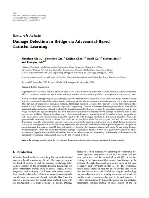 PDF Damage Detection In Bridge Via Adversarial Based Transfer Learning