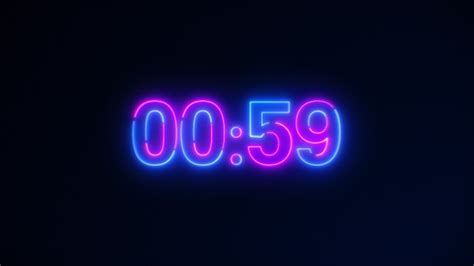 Purple And Blue Neon Light 60 Seconds Countdown Motion Graphics Videohive