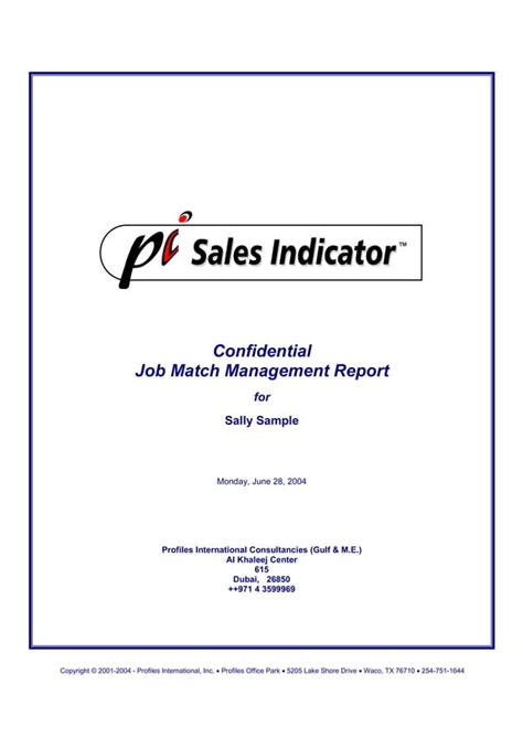 Sample Report Of Psi Management Report Pdf