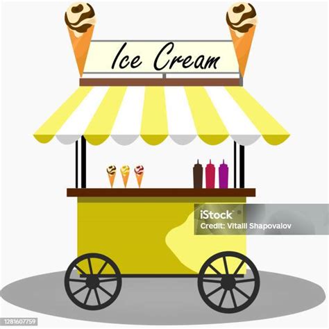 길거리 음식 이나 아이스크림 상인 트럭 만화 벡터 일러스트레이션 아이스크림에 대한 스톡 벡터 아트 및 기타 이미지 아이스크림