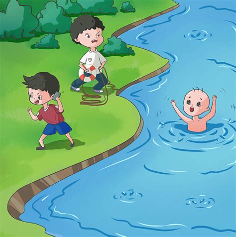 防溺水插画