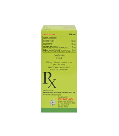 Rx Dynatussin Dexhbrguappasodcit 120ml Syrup