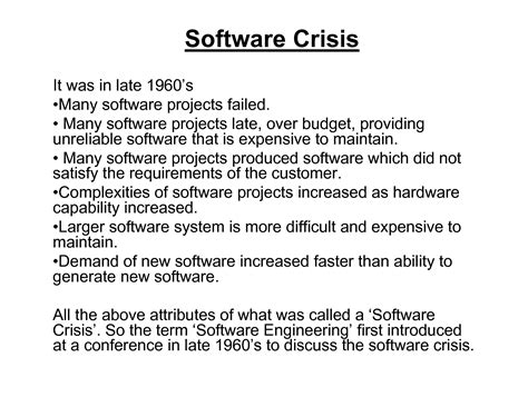 SOLUTION Software Engineering And Software Crisis Studypool