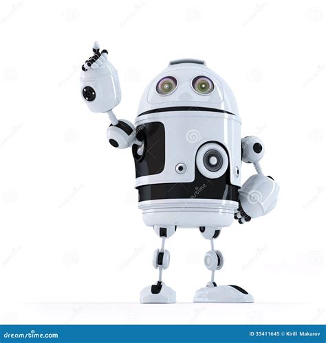 Android Robot Pointing At Invisible Object Stock Illustration