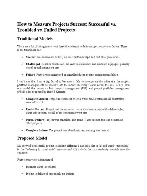 How To Measure Projects Success Docx Project Management Business