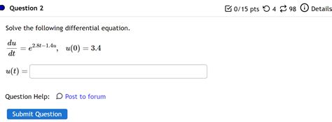 Solved Question Solve The Following Differential Equation Chegg