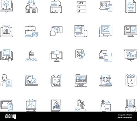 Lecture Line Icons Collection Classroom Education Presenter Seminar