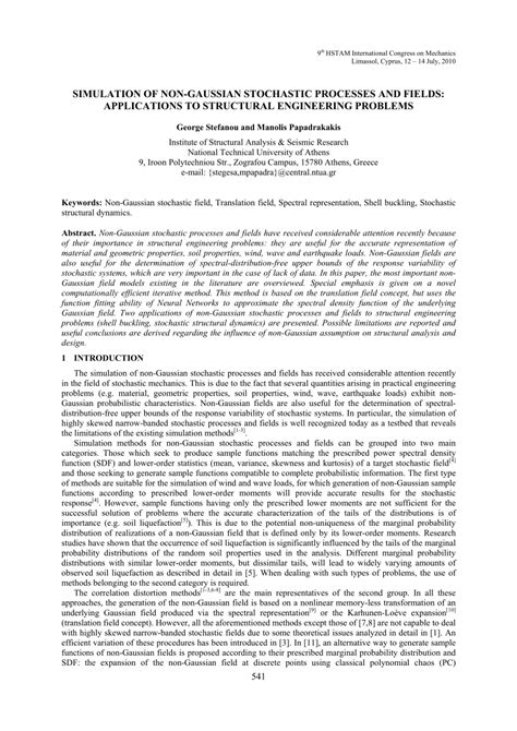 Pdf Simulation Of Non Gaussian Stochastic Processes And Fields