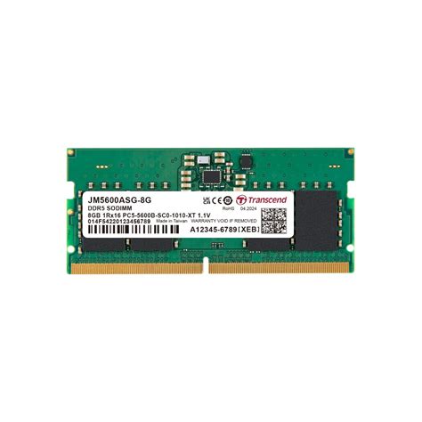 Transcend Ram Memory Ddr5 5600 So Dimm 8gb รับประกันตลอดอายุการใช้งาน มีใบกำกับภาษี Jm5600asg