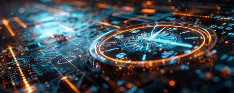 Futuristic Digital Clock Interface On Hightech Circuit Board With