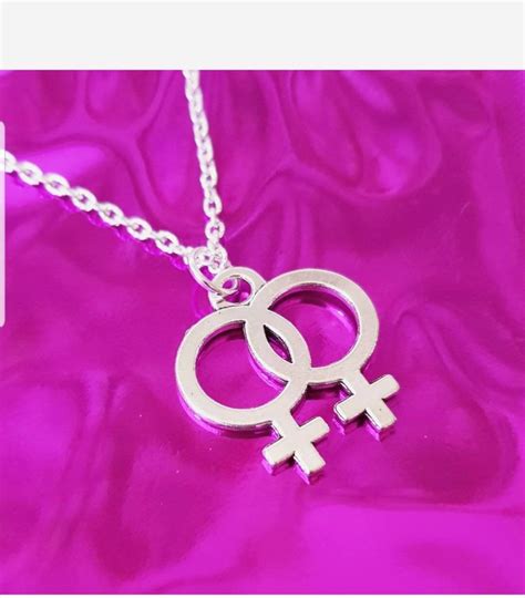 Double Female Necklace Silver Chain Gifts Lesbian Bi Sexual Etsy