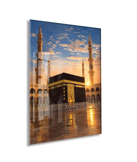 Kaaba Wall Art On Tempered Glass Islamic Mecca Canvas Alternative
