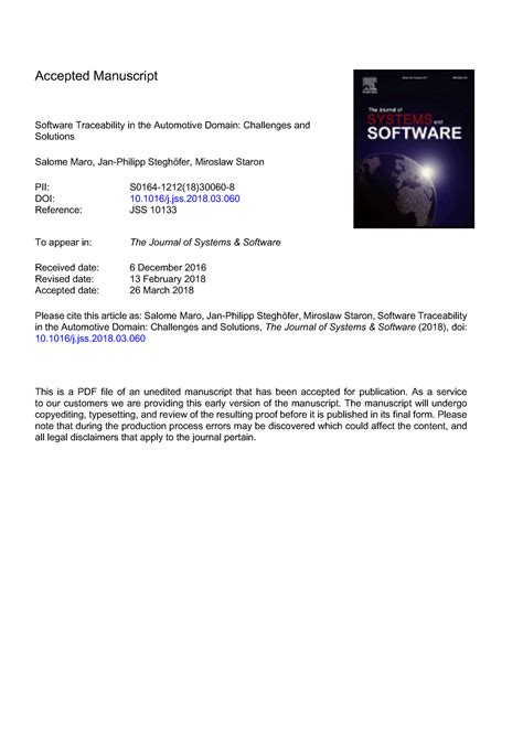 traceability for configurable system software traceability in the