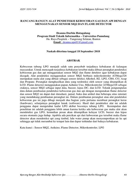Rancang Bangun Alat Pendeteksi Kebocoran Gas Dan Api Dengan Menggunakan Sensor Mq2 Dan Flame