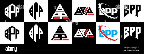 Bpp Letter Logo Design In Six Style Bpp Polygon Circle Triangle