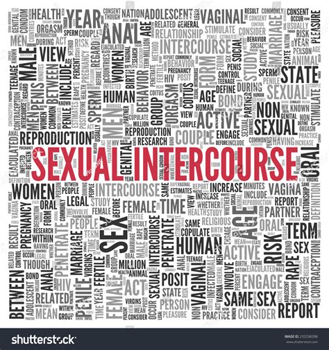 Close Up Red Sexual Intercourse Text At The Center Of Word Tag Cloud On White Background 写真素材