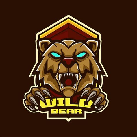 곰 마스코트 로고 템플릿의 벡터 프리미엄 벡터