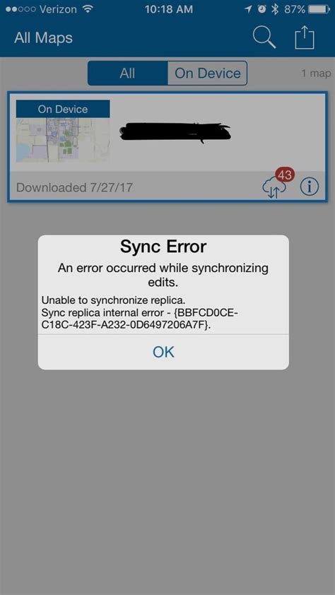 an error occurred while synchronizing edits any thoughts r gis