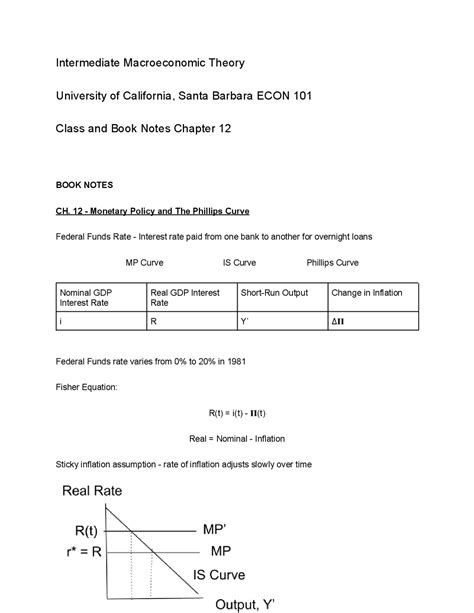 Ucsb Econ 101 Intermediate Macroeconomics Chapter 12 Book Notes Lecture Notes Macroeconomics