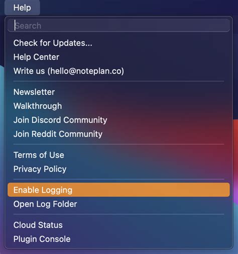how to enable logging noteplan knowledge base