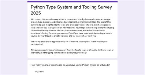 2025 Python Type System And Tooling Survey Share Your Thoughts Python Software Foundation