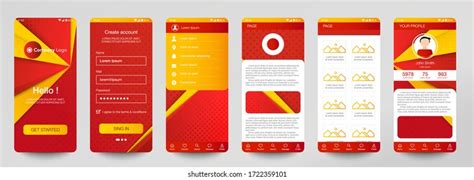 「モバイルアプリ、ui、ux、guiのデザイン。ログインとパスワードの入力、アカウントのサインイン、サインアップ、ホームページを含むユーザー登録画面のセット。モダンスタイル。最小限の