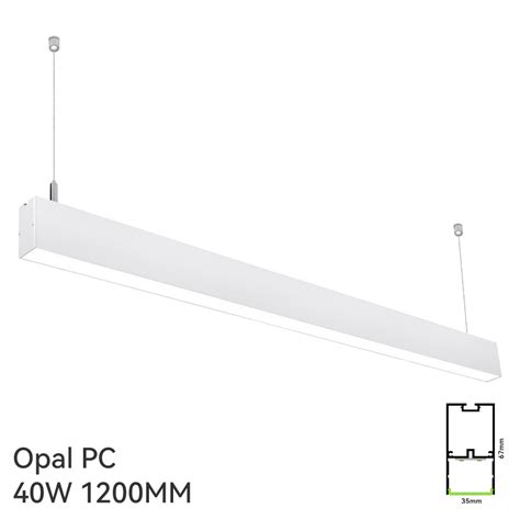 Matt White 1200mm 40w Eco 35 Led Linear Light Opal Pc Diffuser Home