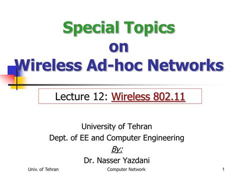 Ppt Special Topics On Wireless Ad Hoc Networks Powerpoint