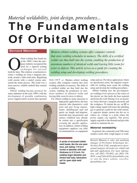 Orbital Welding Pdf Welding Construction