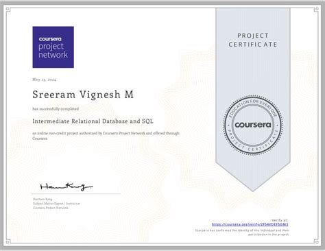 Sreeram Vignesh M On Linkedin Sql Databasemanagement Relationaldatabases Coursera