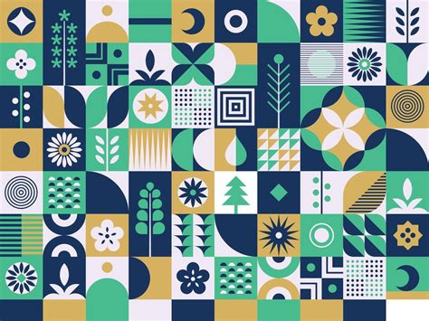 Floral Seamless Pattern With Geometric Elements 67718778 Vector Art At Vecteezy