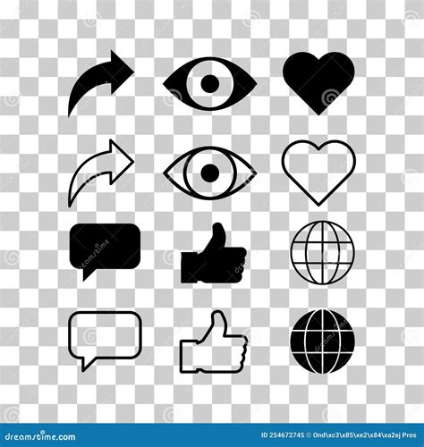 Set Of Interface Buttons For Web Design Social Media Icon Symbol Vector Illustration Stock