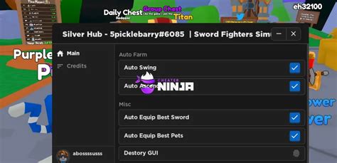 Sword Fighters Simulator Silver Hub Script Auto Swing Cheat And